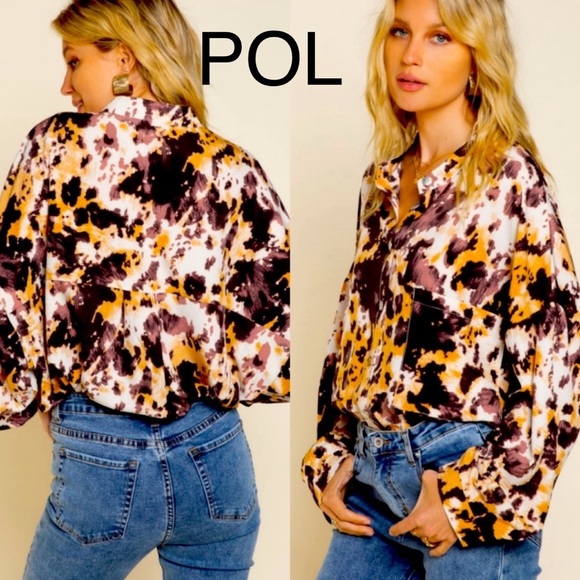 POL | Tops | B2pol Perfect Satin Blouse In Goldstonebrown Hues Gorgeous ...